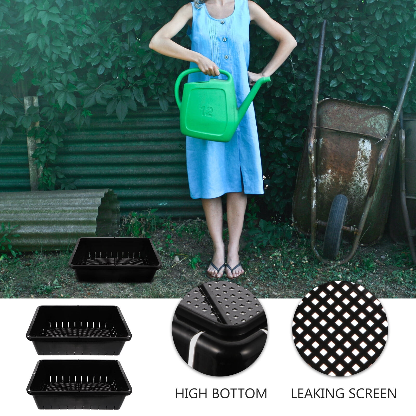OUNONA Plastic Planting Trays for Germination with Drainage Holes 2 Pcs ...