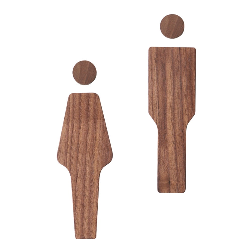 Stri 2pcs Wooden Toilet Signs Toilet Identification Plates Restroom ...