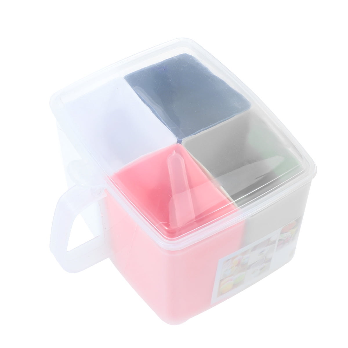 Stri 4-Compartment Clear Condiment Box Square Plastic Cruet Containers ...