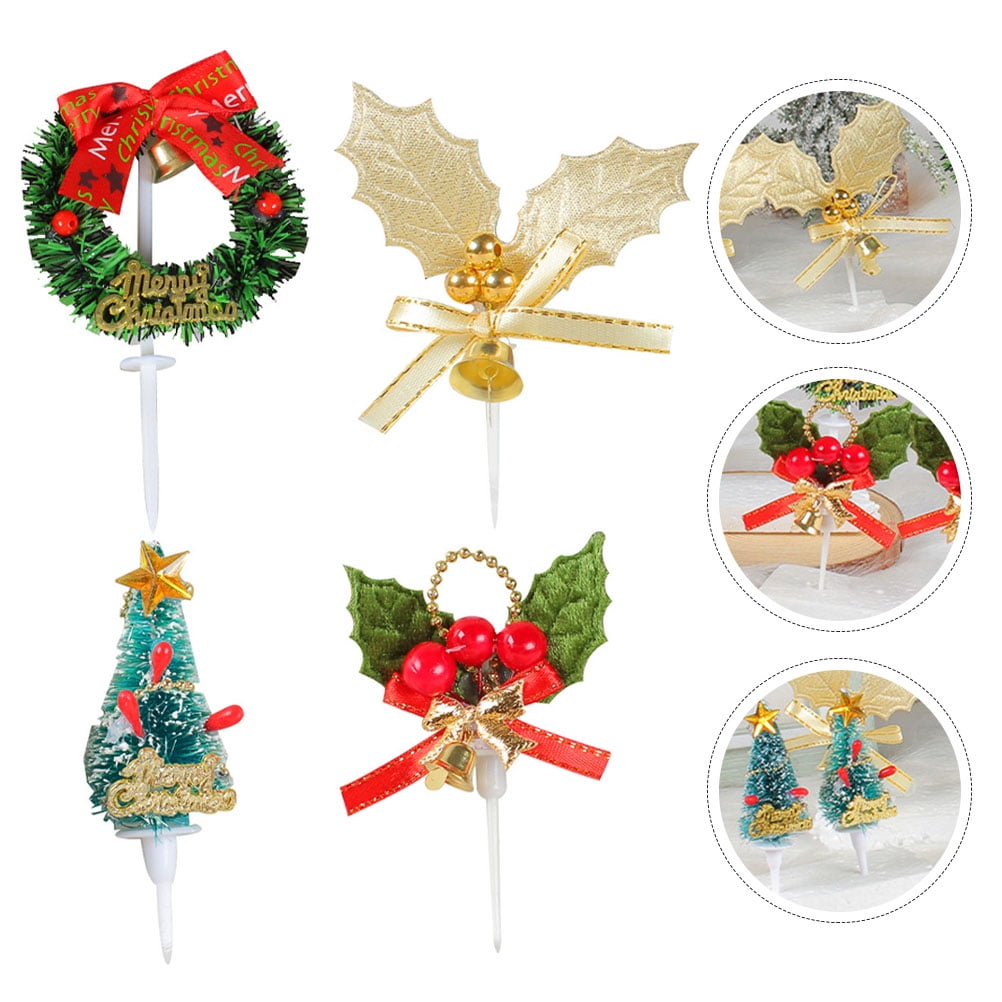 Stri 4 Pack Christmas Cupcake Toppers for Baking, Christmas Cake ...
