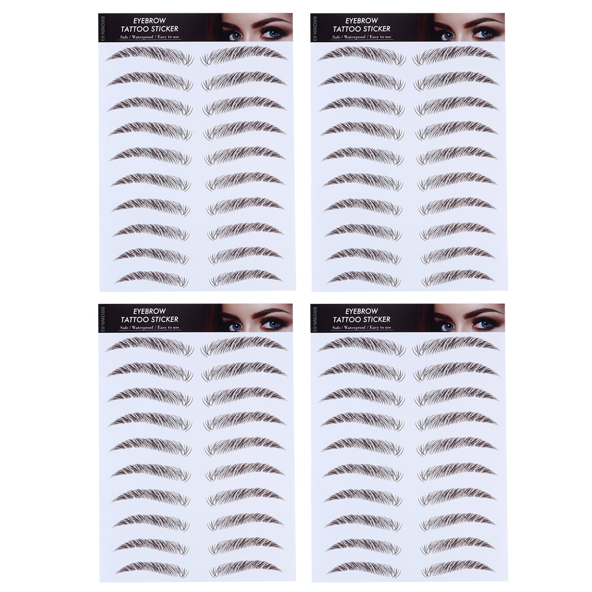 Stri 4pcs 6D Hair-Like Eyebrows Grooming Sticker False Eyebrows Sticker ...