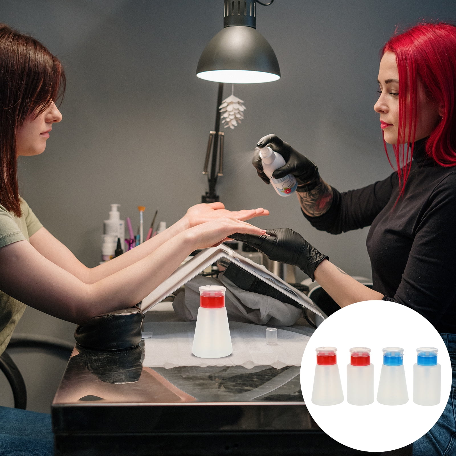 Stri 4pcs Pump Dispenser Push Down Dispenser Lockable Alcohol Dispenser ...