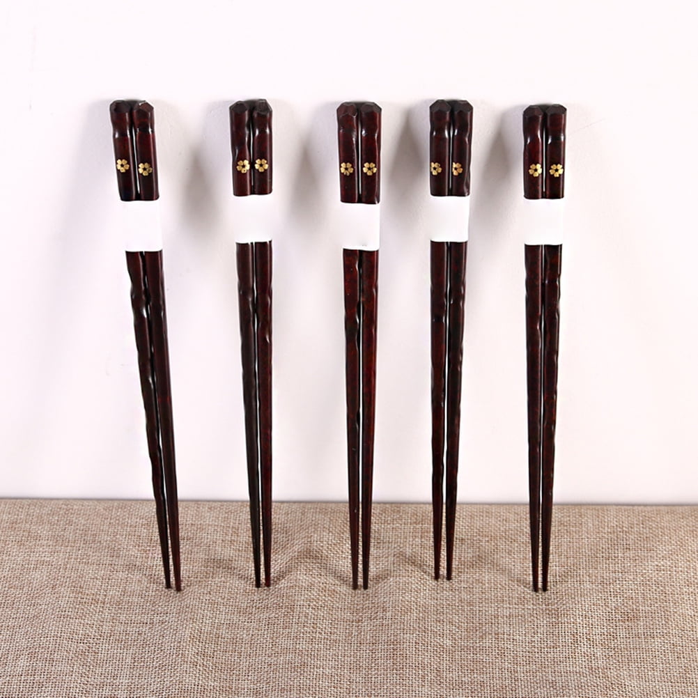 Stri 5 Pairs/Box Solid Wood Cherry Blossom Chopsticks Sushi Snack ...