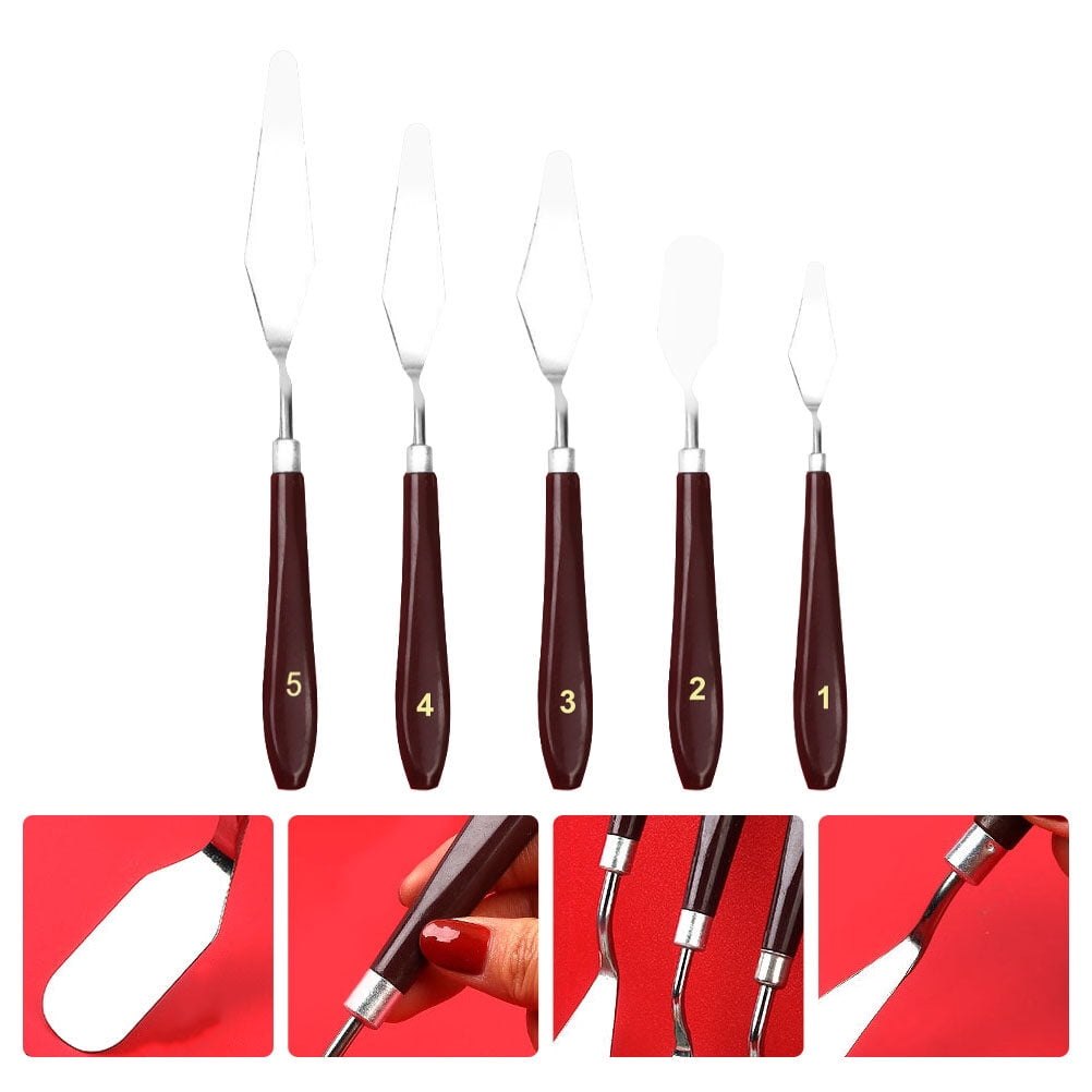 Stri 5 Pcs Art Oil Painting Spatulas Stainless Steel Color Mixing Tools ...