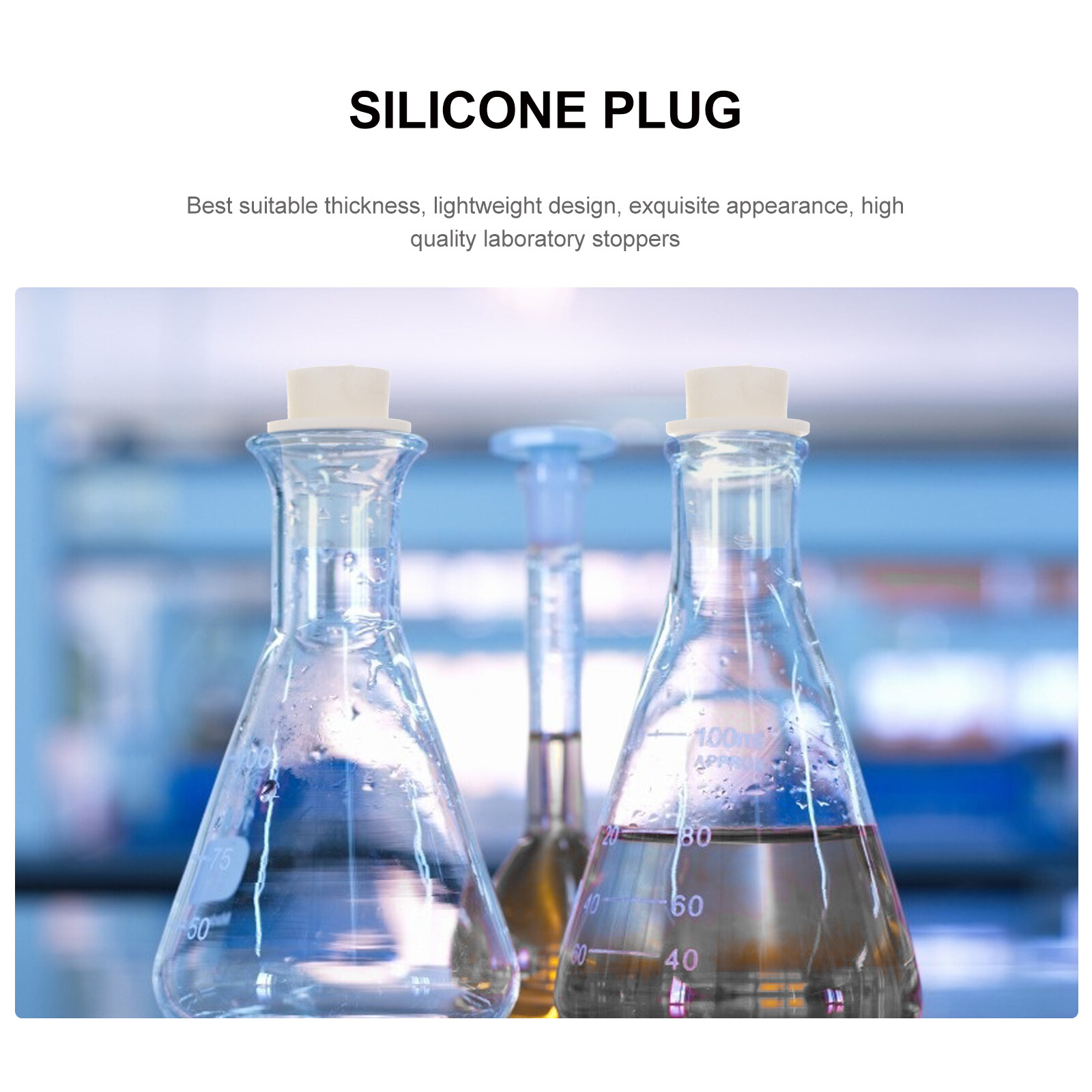 Stri 5 Pcs Solid Silicone Plug Laboratory Chemical Round Plug Sealing ...