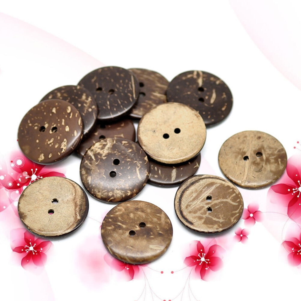 Stri 50PCS 15MM Round Sag 2 Holes Pattern Decorative Coconut Shell Buttons for Sewing ...
