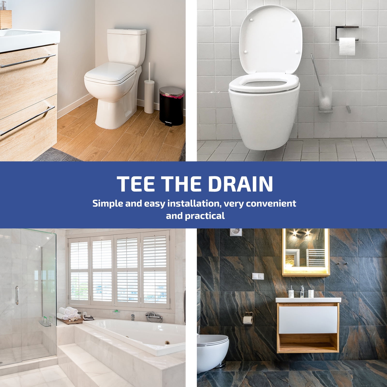 Stri 5PCS 45mm Sink Drain Three-way Pipe Accessory Single Sink Overflow ...