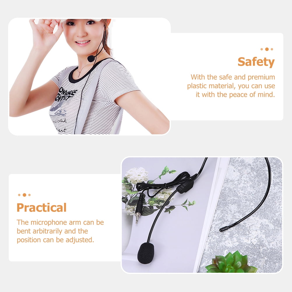 OUNONA Black Wired Microphone Headset Made of Plastic for Teacher ...