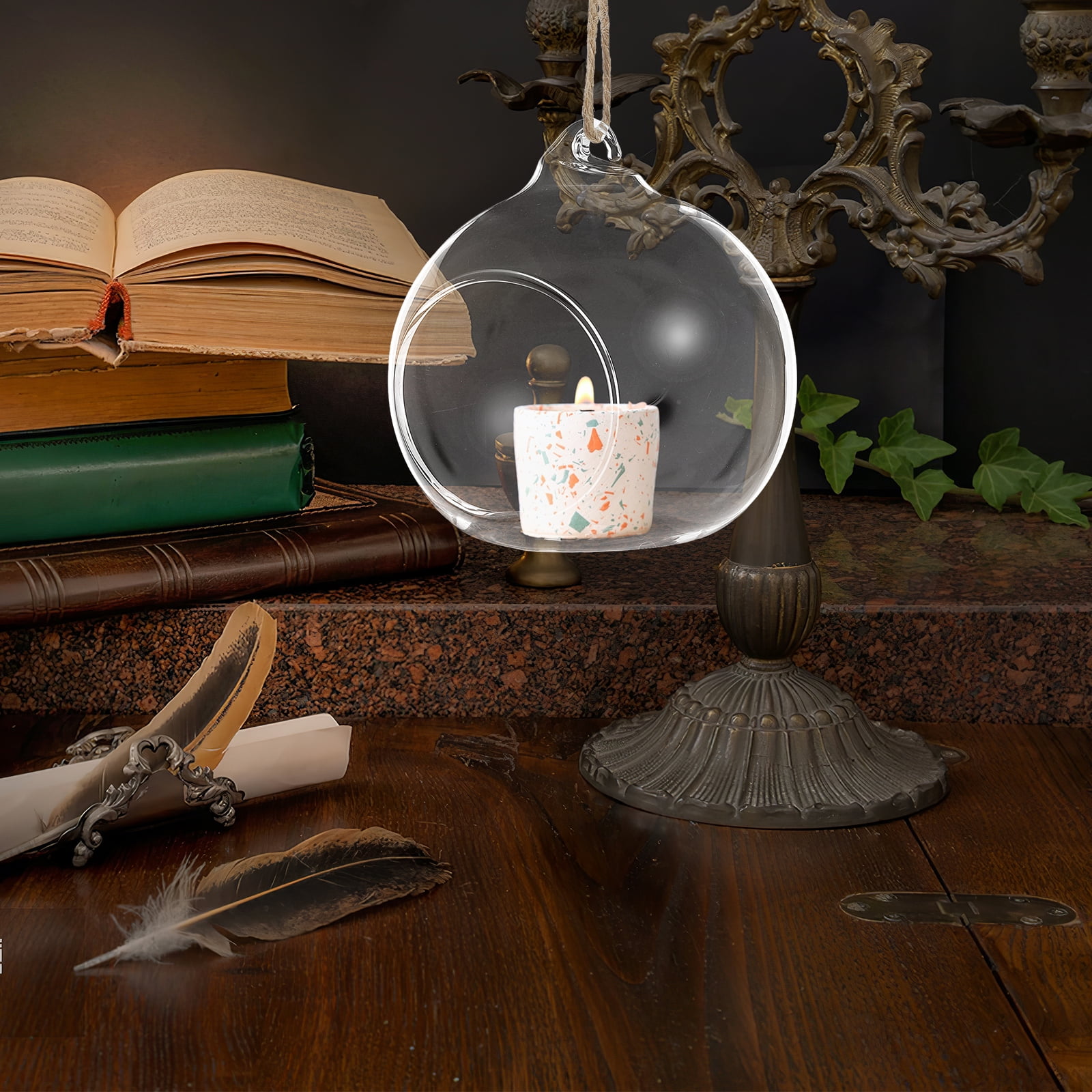 SASABAXI Hanging Glass Balls Clear Baubals For Candles 5Pcs ...