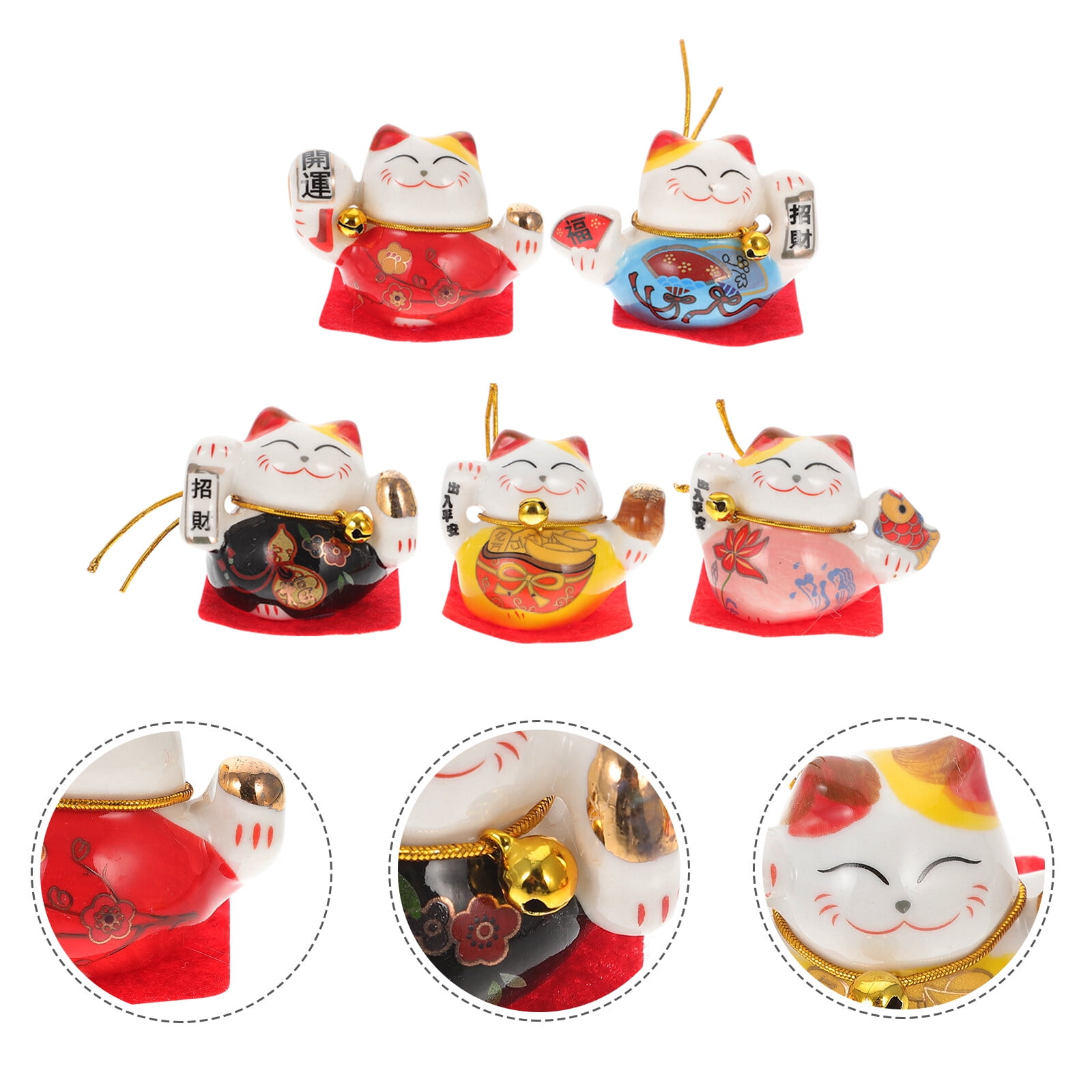 Stri 5pcs Lucky Cat Car Statues Car Interior Decoration - Walmart.com