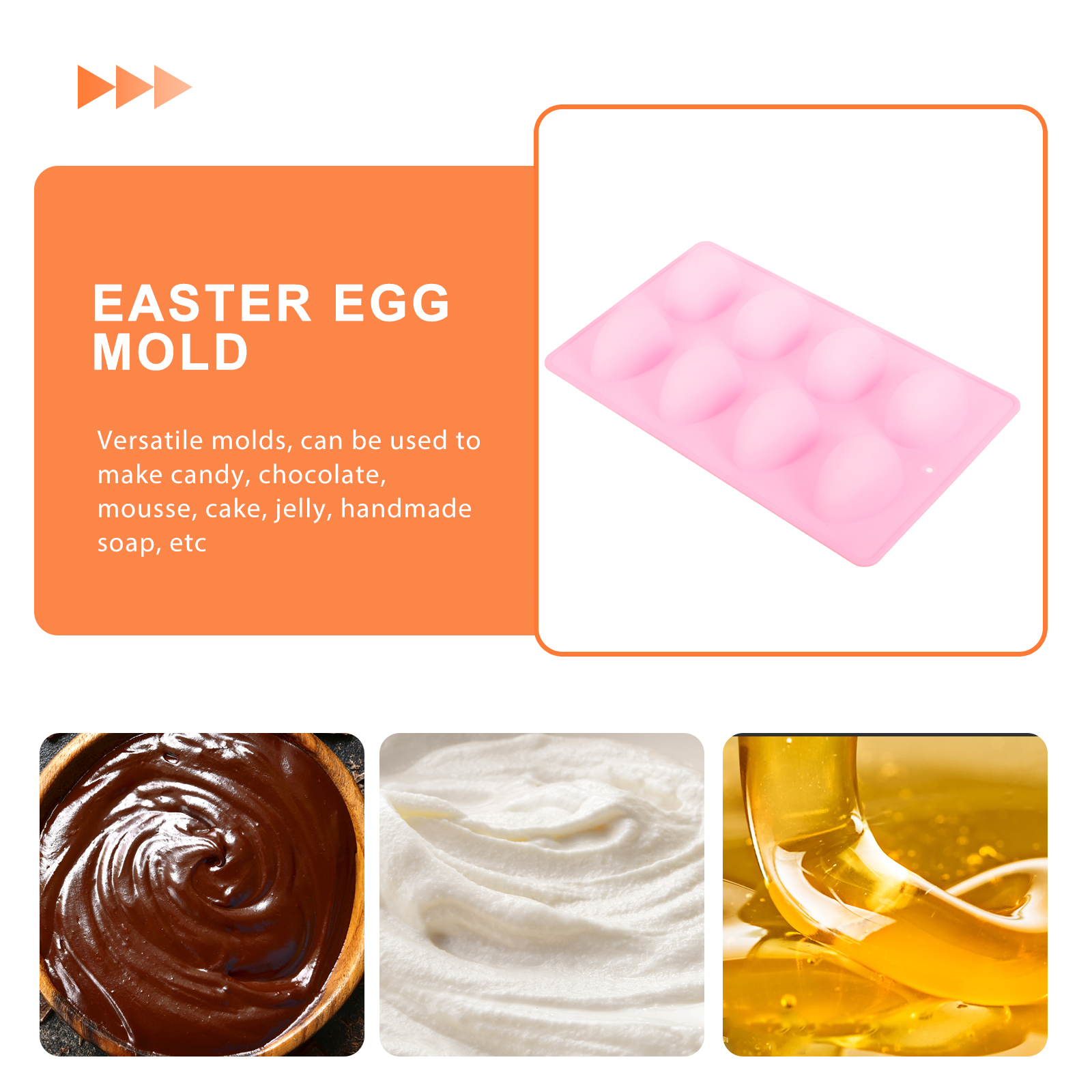 Stri 8 Cavities Oval Egg Shape Silicone Mold DIY Easter Eggs Cake ...