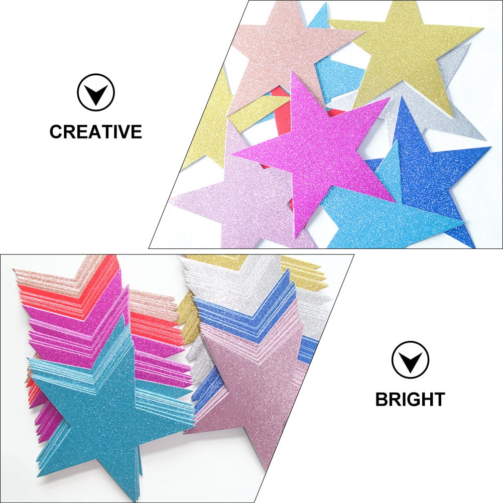 80 Pieces Glittering Paper Stars for Decoration with Bright Assorted ...