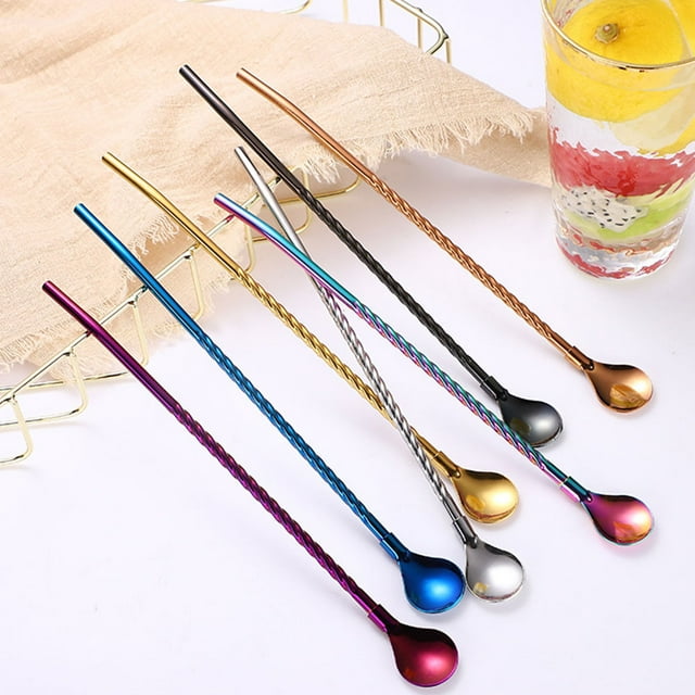 Stri 8Pcs Household Stirring Spoons Cocktail Scoops Lovely Ice Cream ...