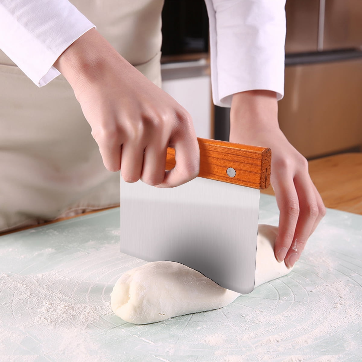 Stri BESTONZON Stainless Steel Dough Flour Powder Scraper Pizza Cutter ...