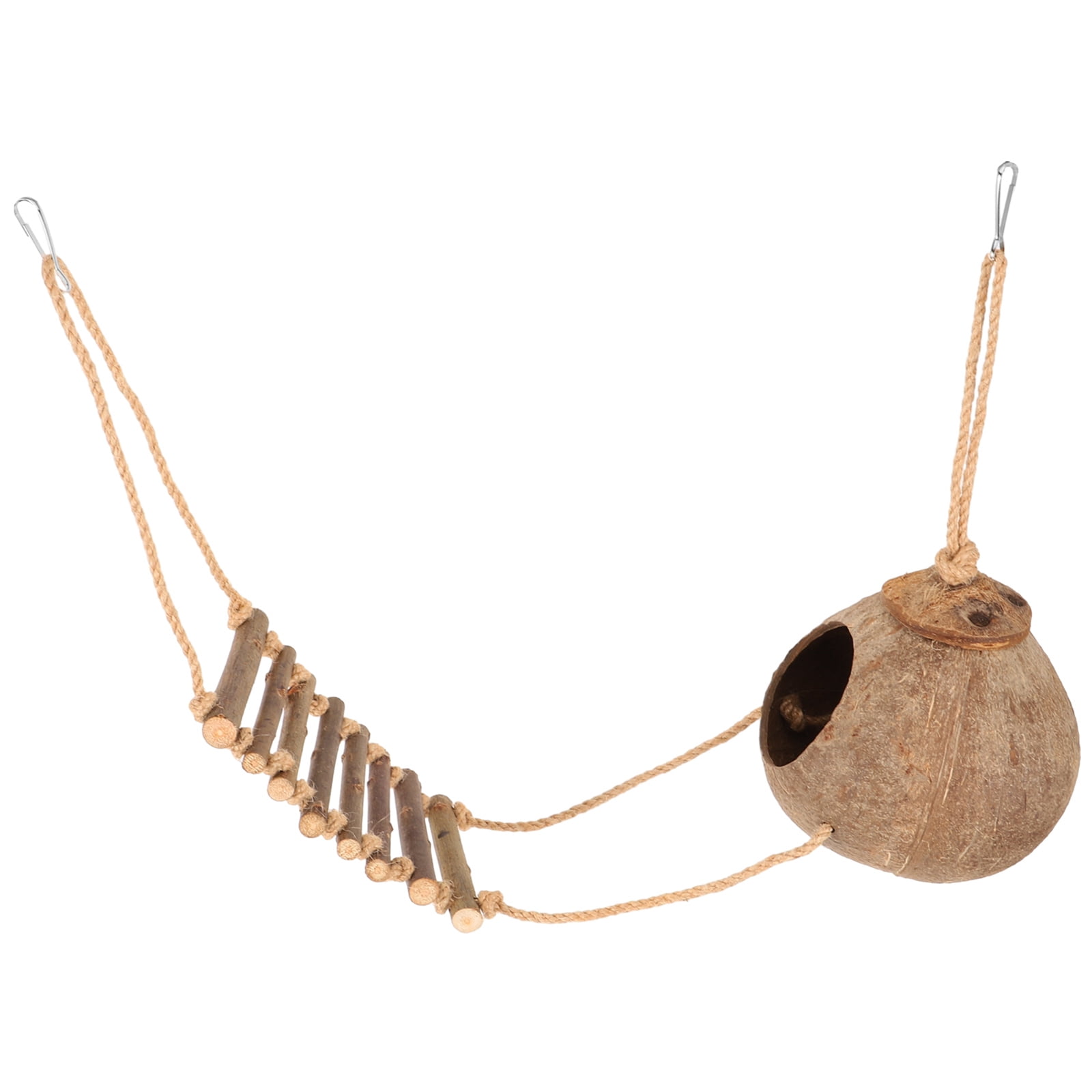 Stri Decorative Reptile Hiding Cave with Ladder Coconuts Shell Shelter ...