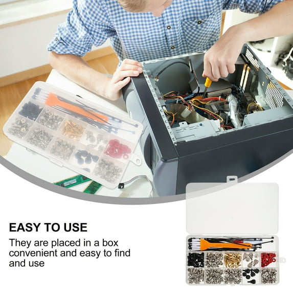 1 Set Desktop Computer Maintenance Kit with Screws Screwdriver Brush and Cable Ties Orange ...