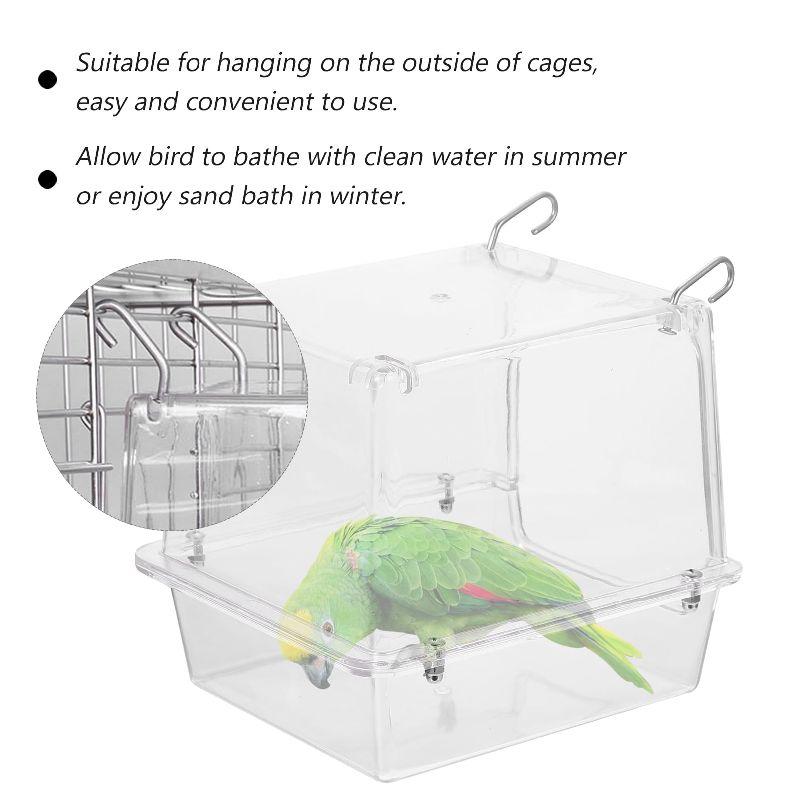 Stri Hanging Bird Parrots Bath Cube Bird Bathtub Bath Shower Box Cage ...