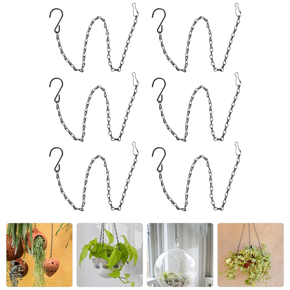 OUNONA 6Pcs Black Iron Hanging Basket Chains for Indoor Outdoor Use 15 ...
