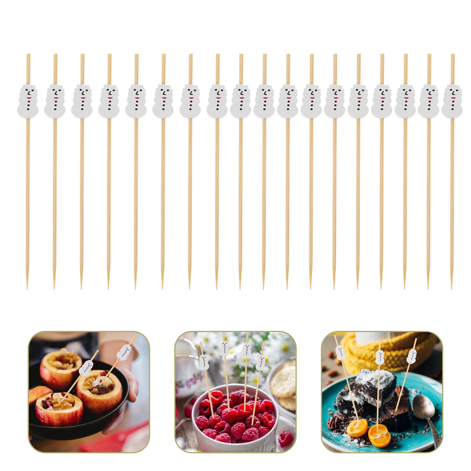 Stri Pack of 100 disposable food picks for Christmas cocktails, fruits ...