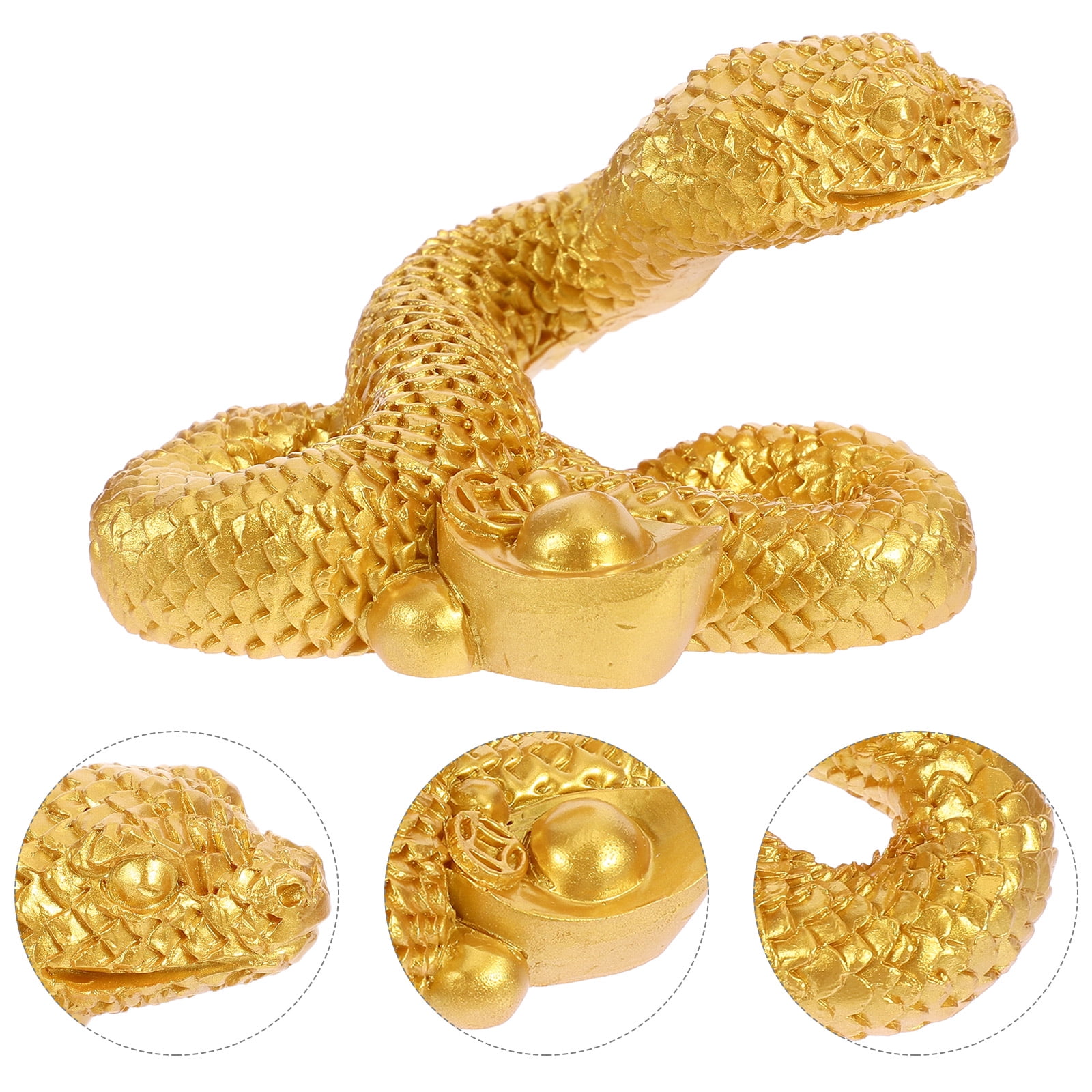 SASABAXI Golden Retro Snake Statue for Decor Resin Craft with Excellent ...