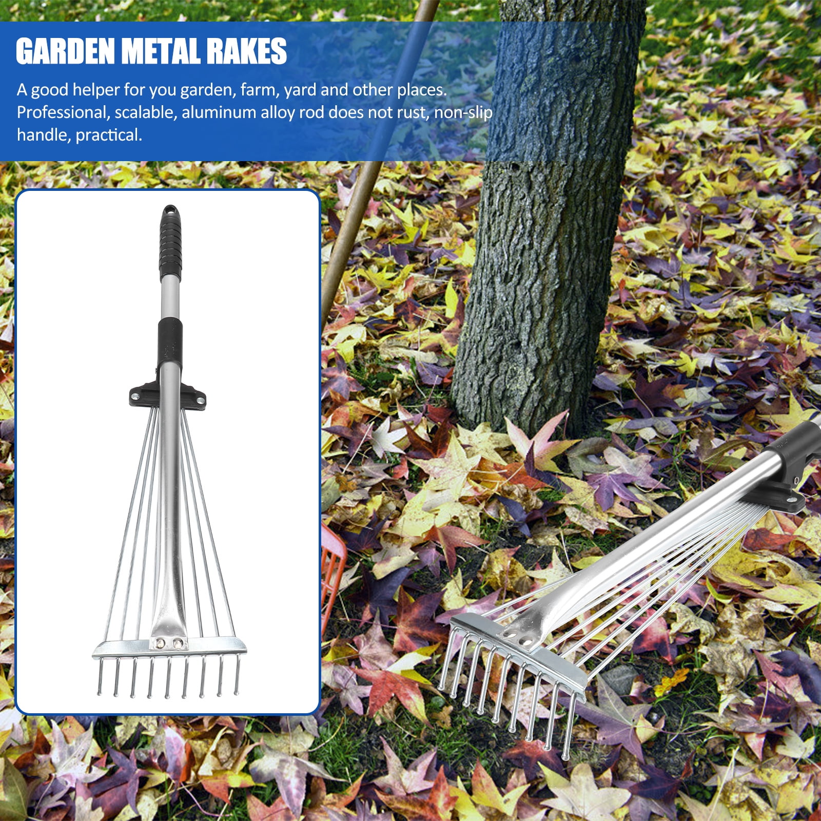 Stri Retractable Leaf Rake Practical Steel Wire Cleaning Garden Tools ...
