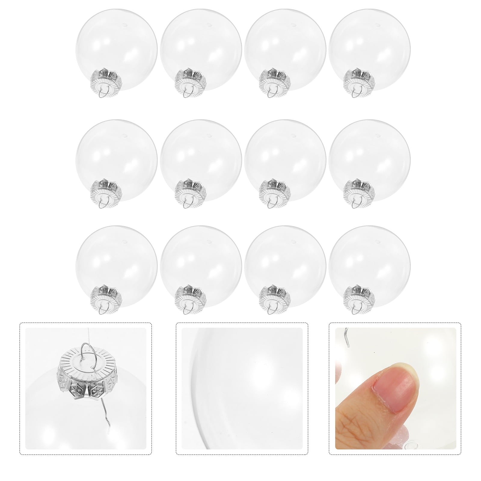 Stri Set of 12 Clear Plastic Fillable Decorative Balls for Christmas ...