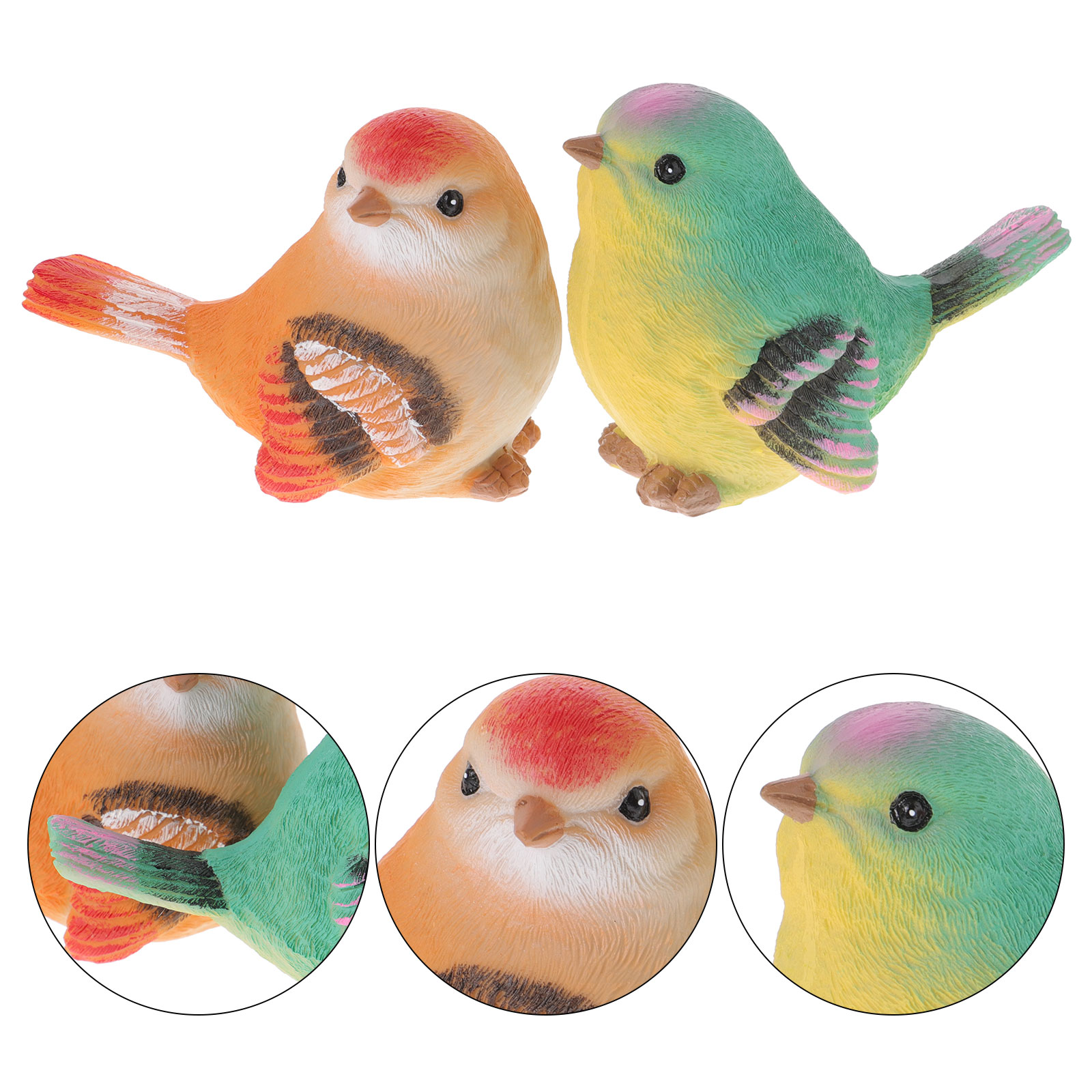 Stri Set of 2 Small Artificial Birds Realistic Resin Birds for Garden ...
