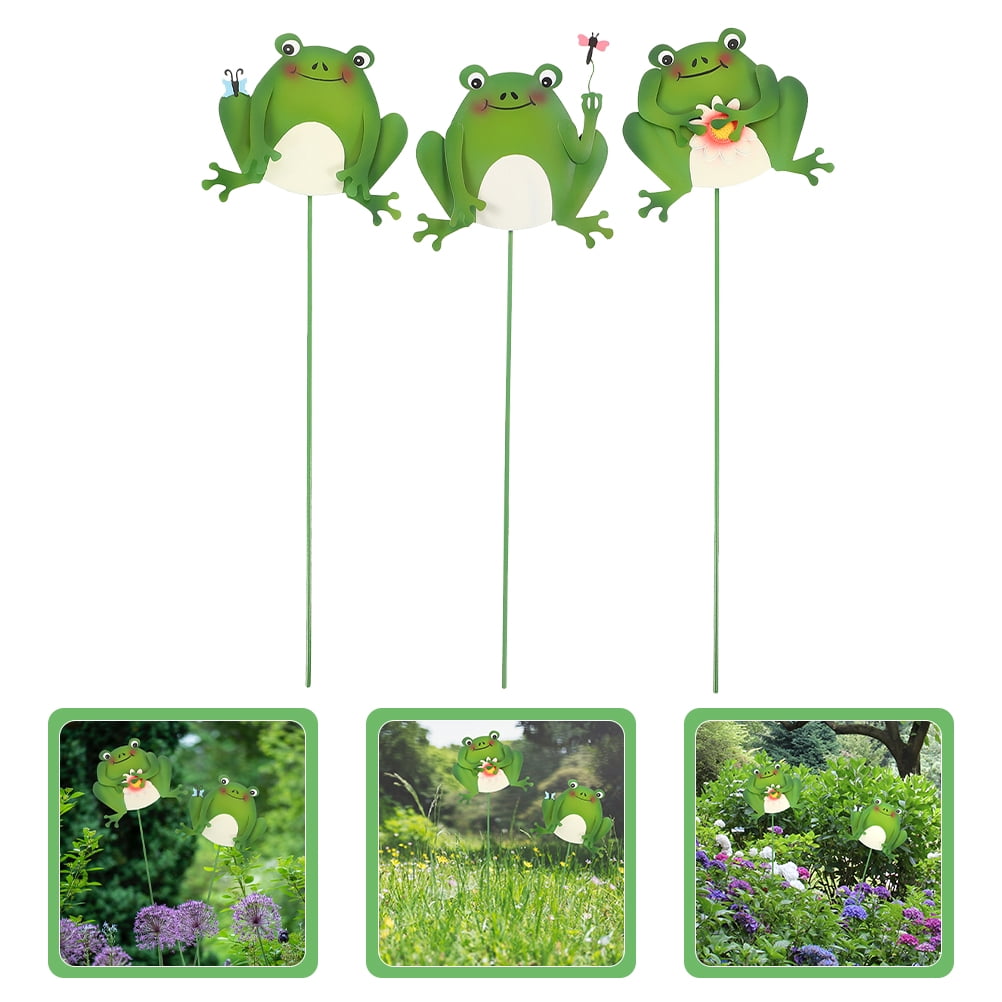 Stri Set of 3 Decorative Garden Frog Signs, Garden Frog Insert Stakes ...