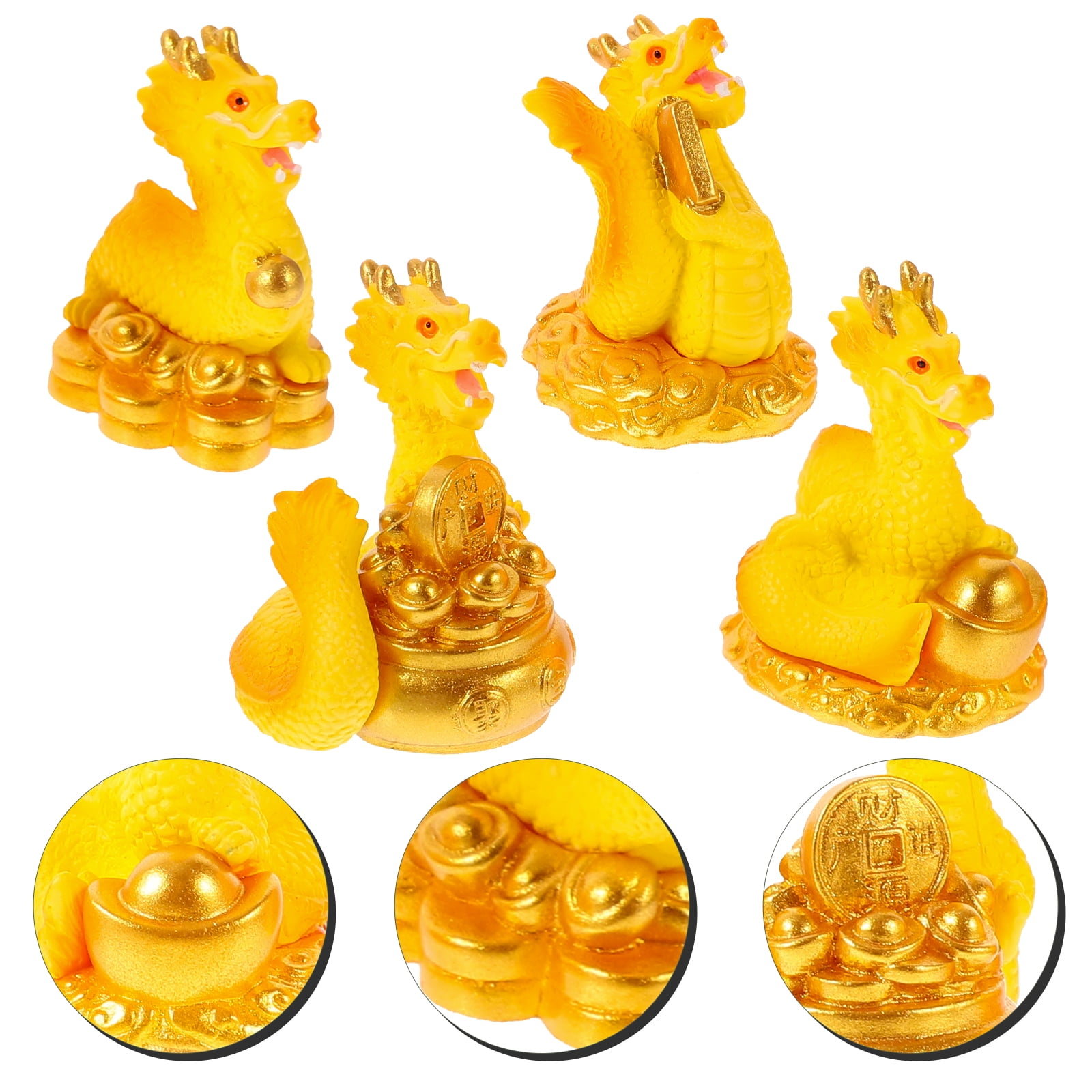 SASABAXI Golden Dragon Statue Decor for Home Office Made of Resin ...