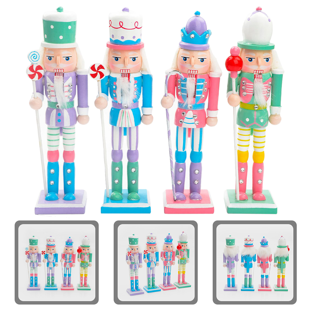SASABAXI Wood Nutcrackers Decor Nutcracker Shaped 4pcs Family Keepsake ...