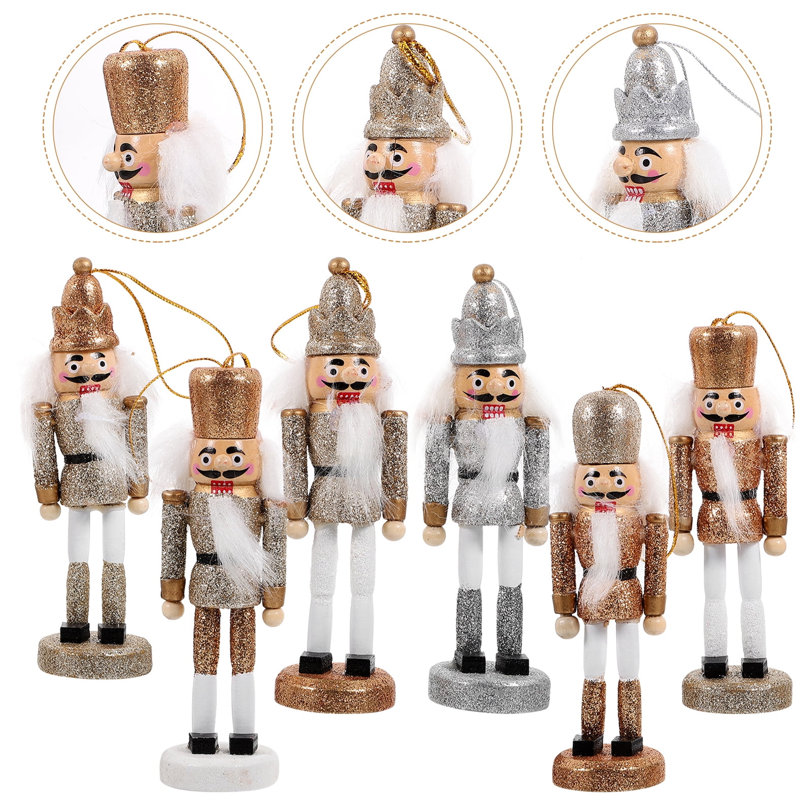 Stri Set of 6 Christmas Nutcracker Puppets Hanging Decoration Wooden ...
