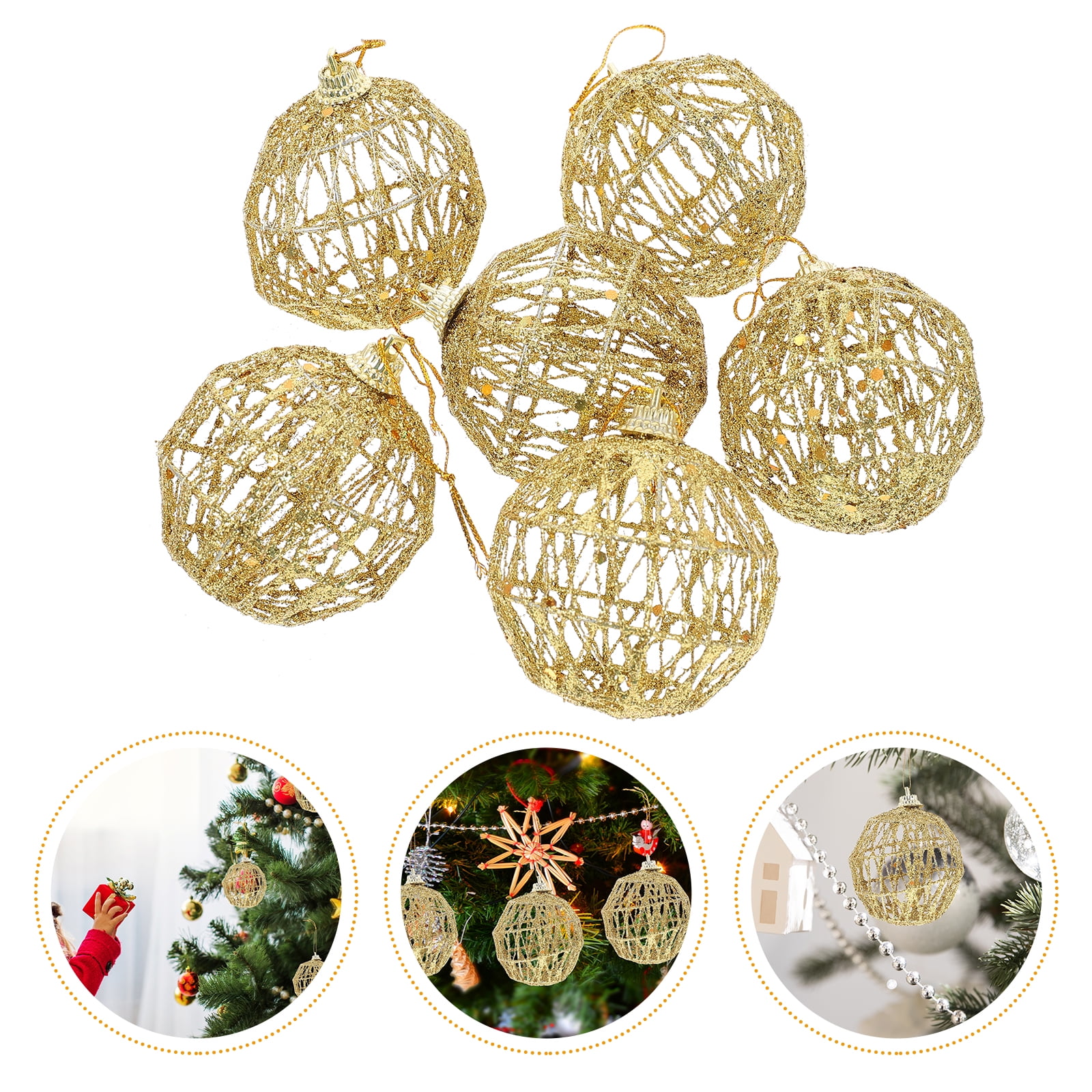 Stri Set of 6 decorative Christmas hanging balls - Walmart.com
