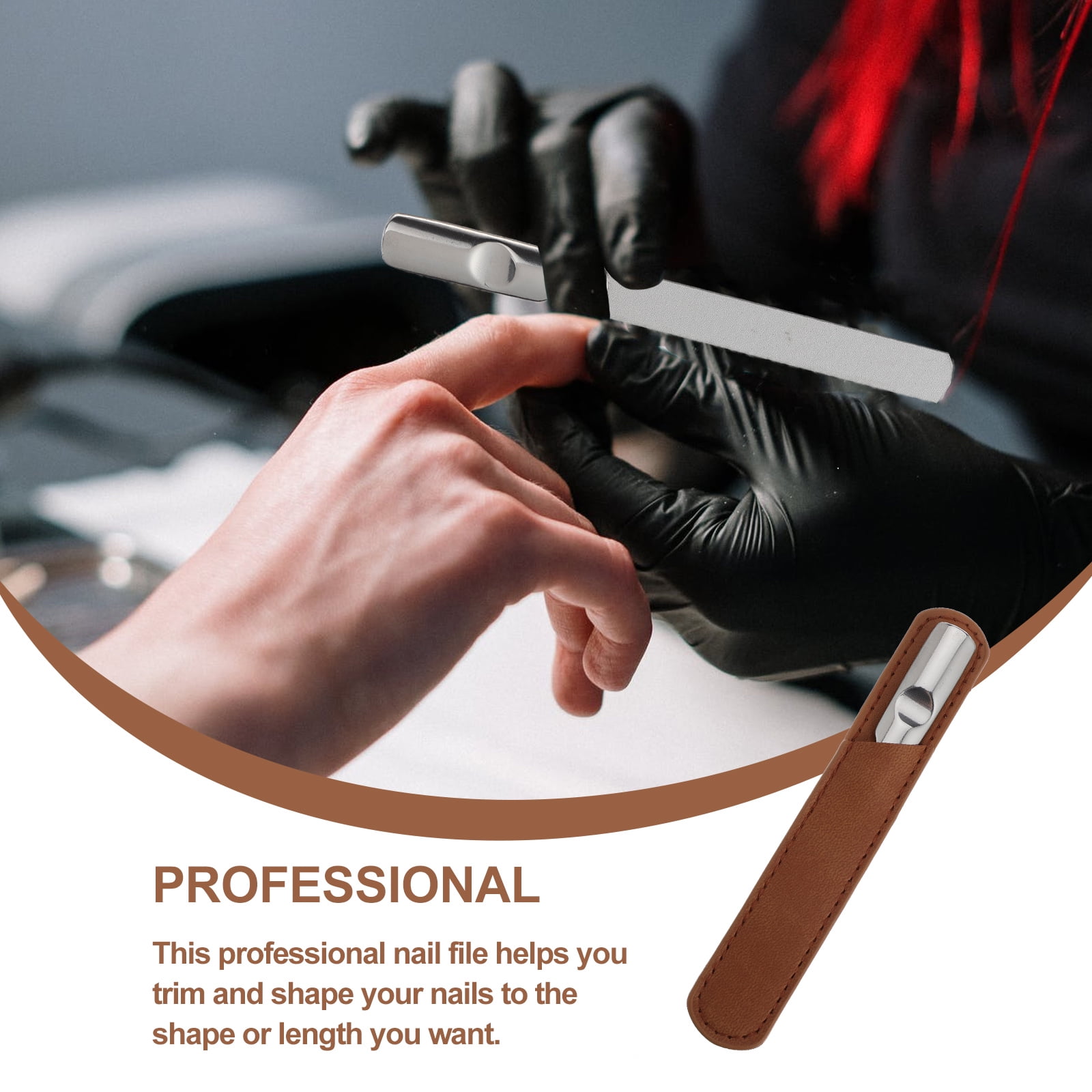 Stri Stainless Steel Nail File with Leather Case Fingernails Toenails ...