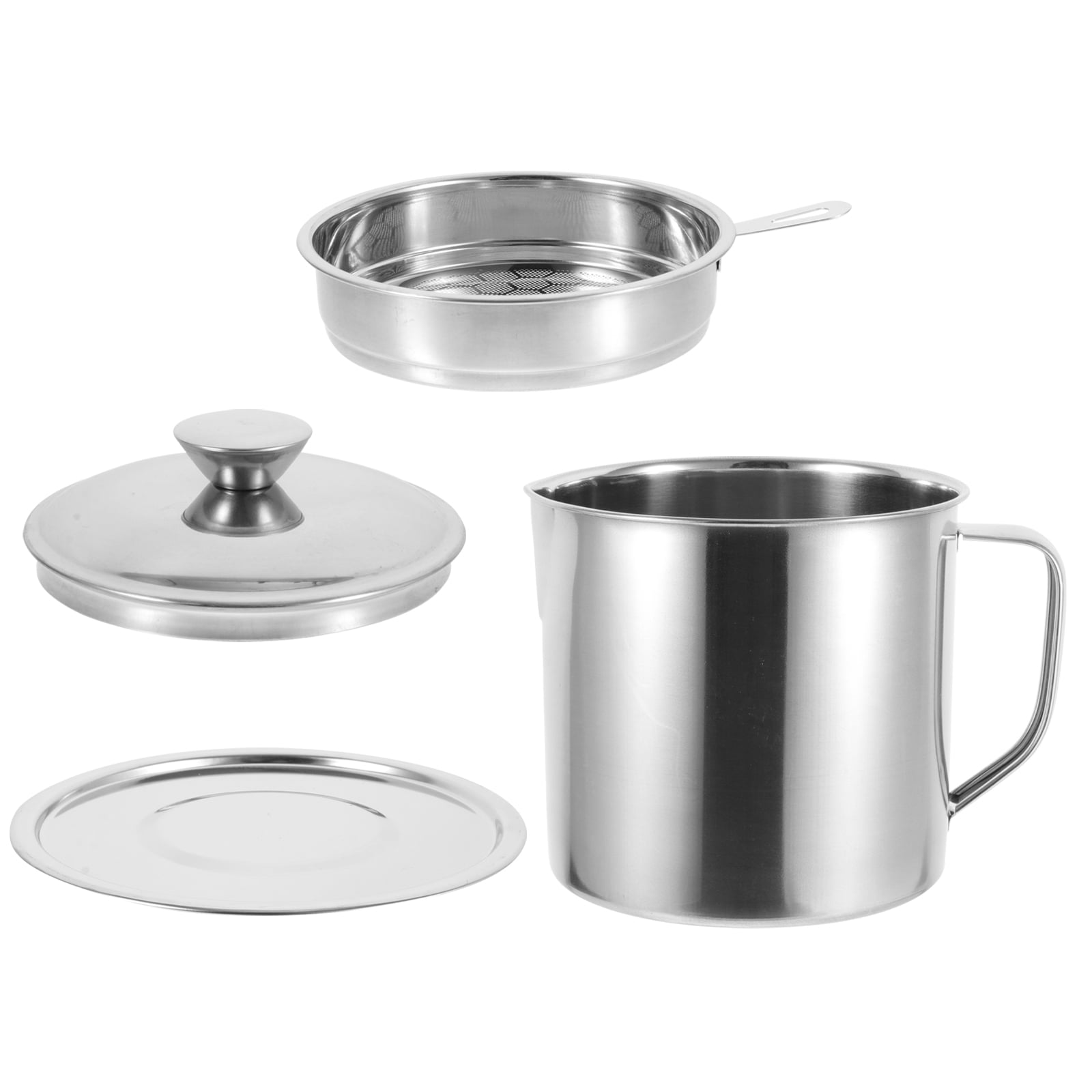 Stri Stainless Steel Oil Strainer Pot Oil Storage Container with Lid ...