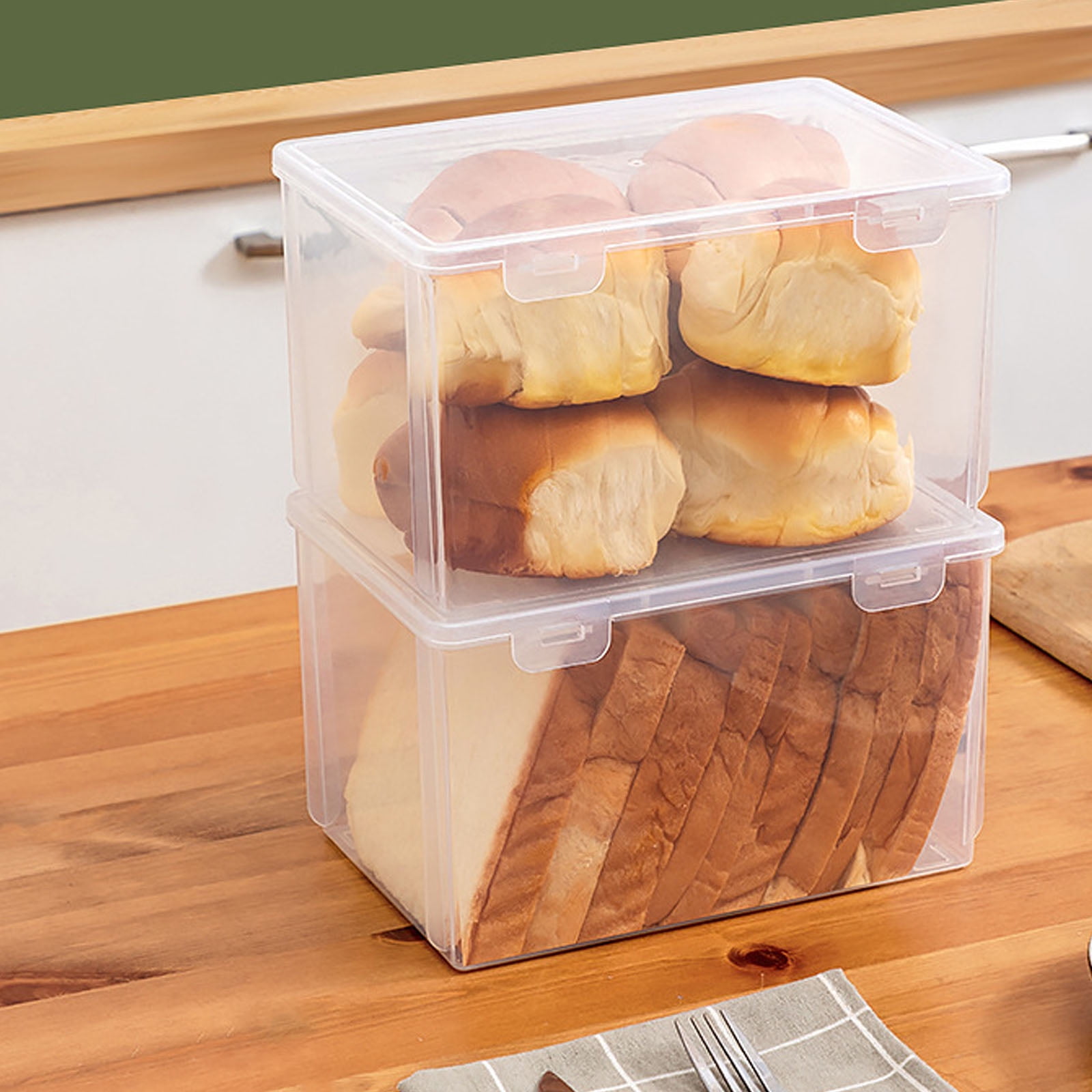Stri Toast Storage Box Bread Container Transparent Bread Box Plastic ...