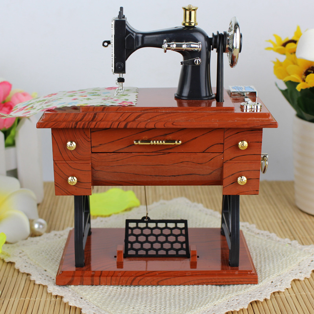 Vintage Mini Sewing Machine Music Box - Retro Style Plastic Musical Box ...