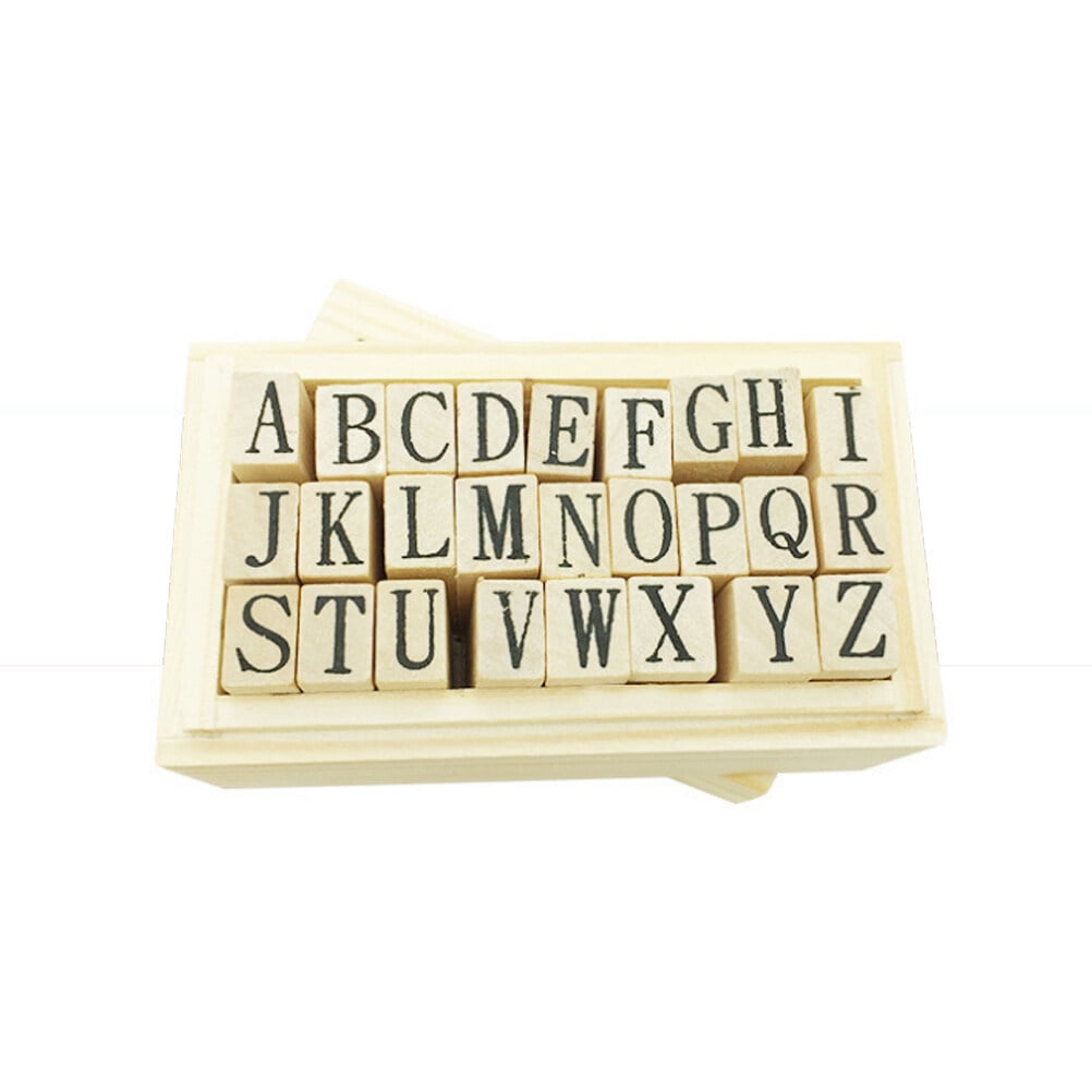 Stri Wooden ABC Stamps 26 Pieces Alphabet Stamps Letters Wood Mounted ...