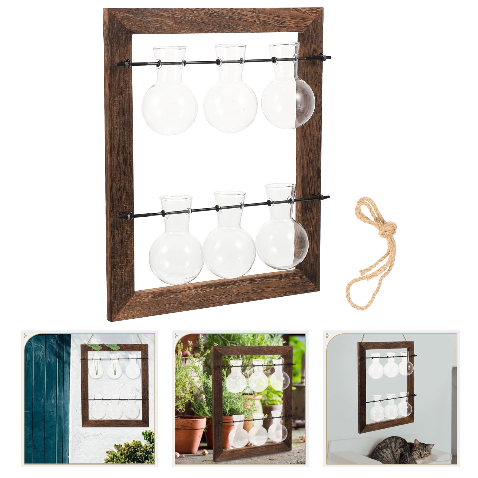OUNONA 1 Set Double Layer Glass Wall Planter Terrarium Propagation ...