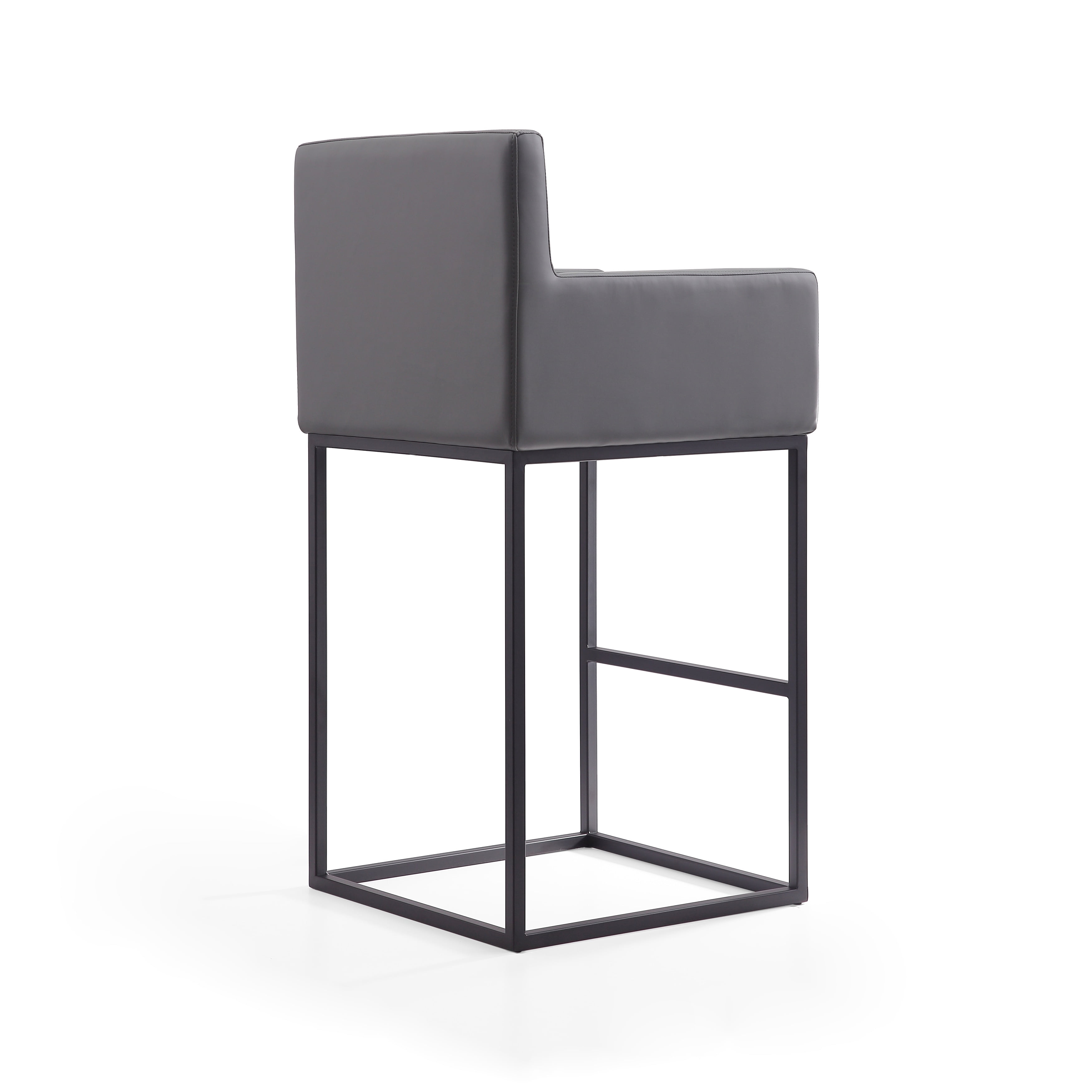 Strick & Bolton Barton Contemporary Leather Bar Stool Grey Grey Finish ...