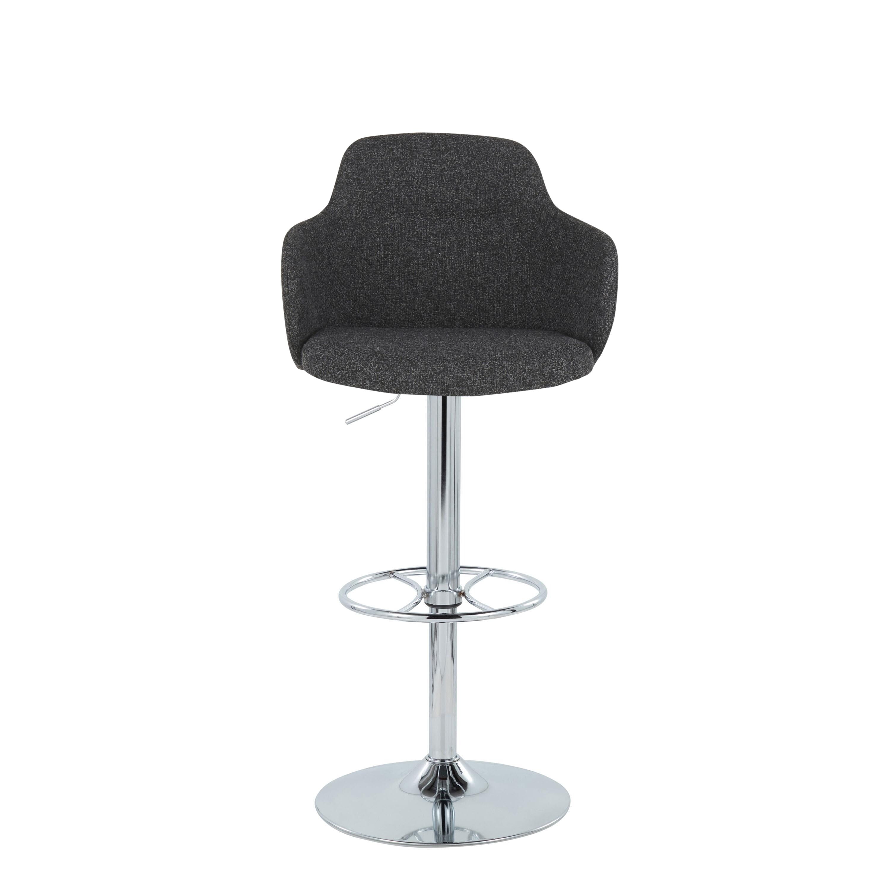 Strick & Bolton Iglabo Adjustable Bar Stool (Set of 2) Dark Grey Fabric ...