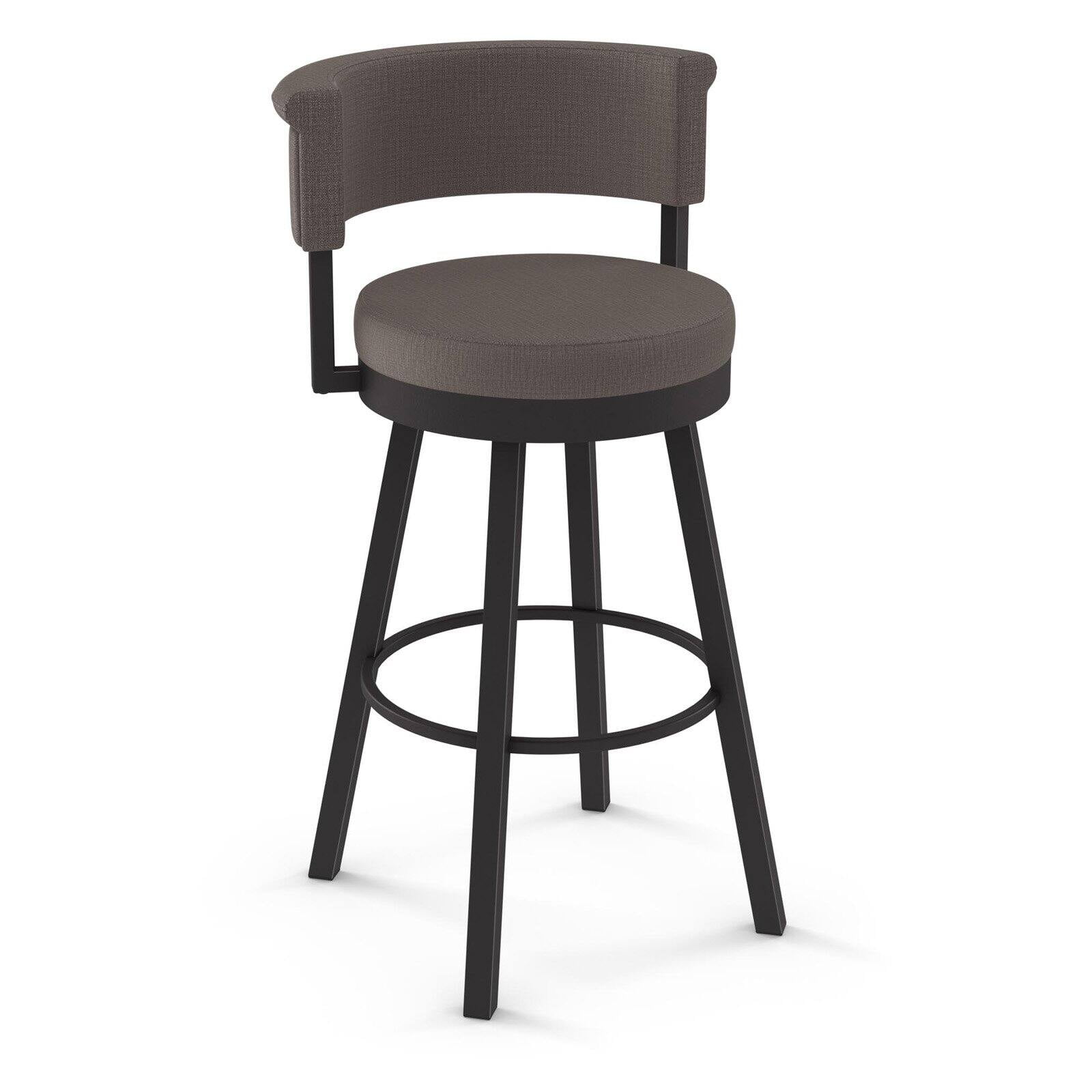 Strick & Bolton Rosco Swivel Bar Stool Grey Polyester / Dark Brown ...