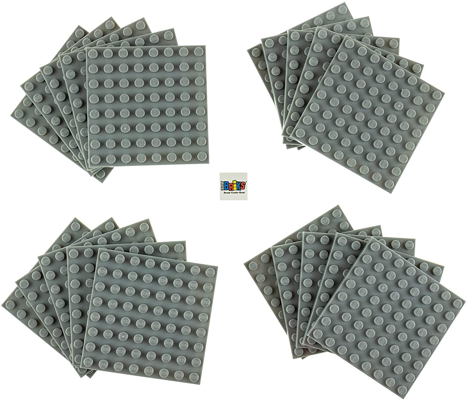 Strictly Briks Classic Briks 20 Piece Gray 8x8 Building Brick Baseplate ...