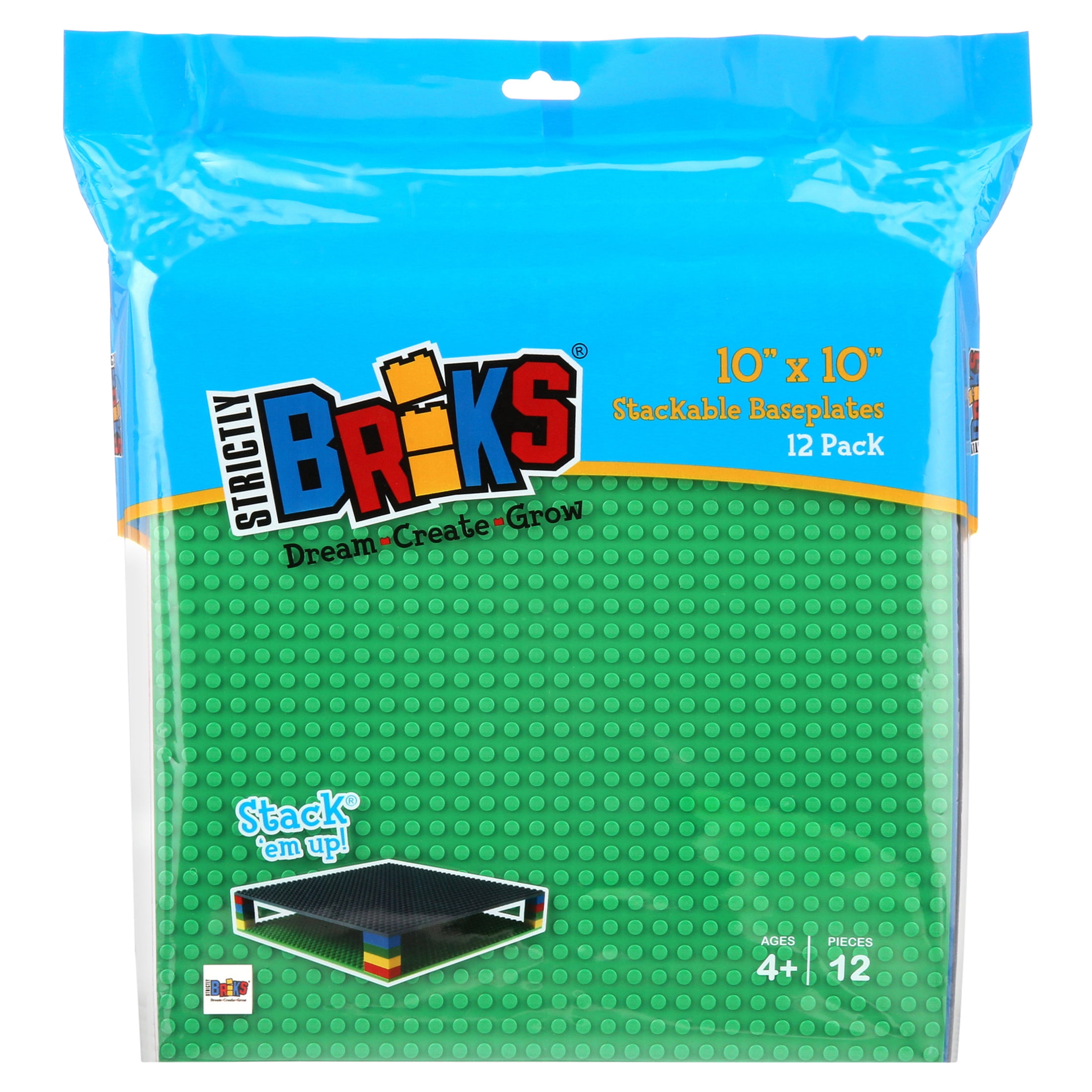 Strictly Briks Stackable Baseplates - 10 x 10 - 12 Pack - Walmart.com