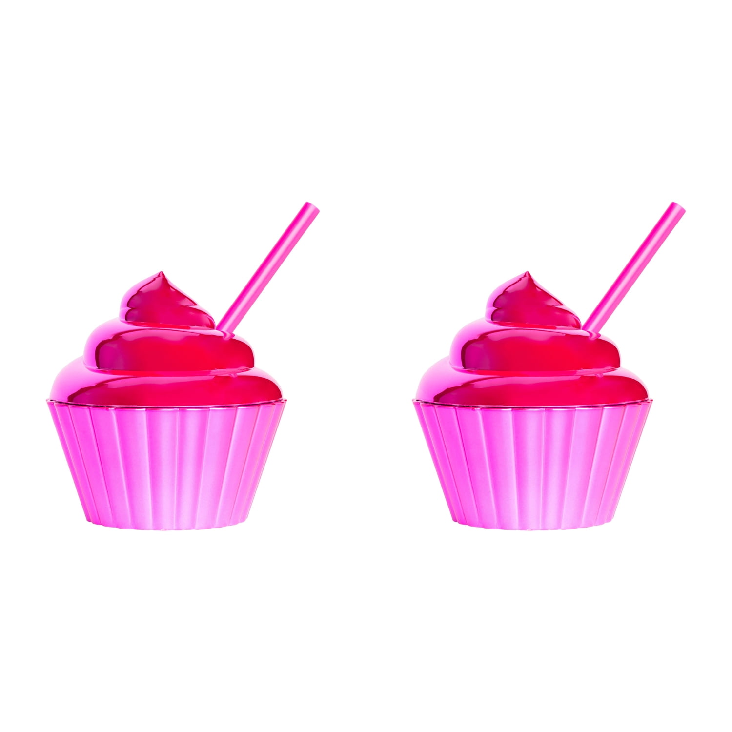 Strictly Fancy Hot Pink Cupcake Cups with Straws, 2PK - Walmart.com