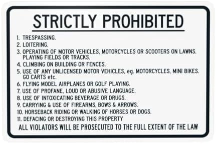 Strictly Prohibited Trespassing Loitering Operating Of Motor Vehicles ...