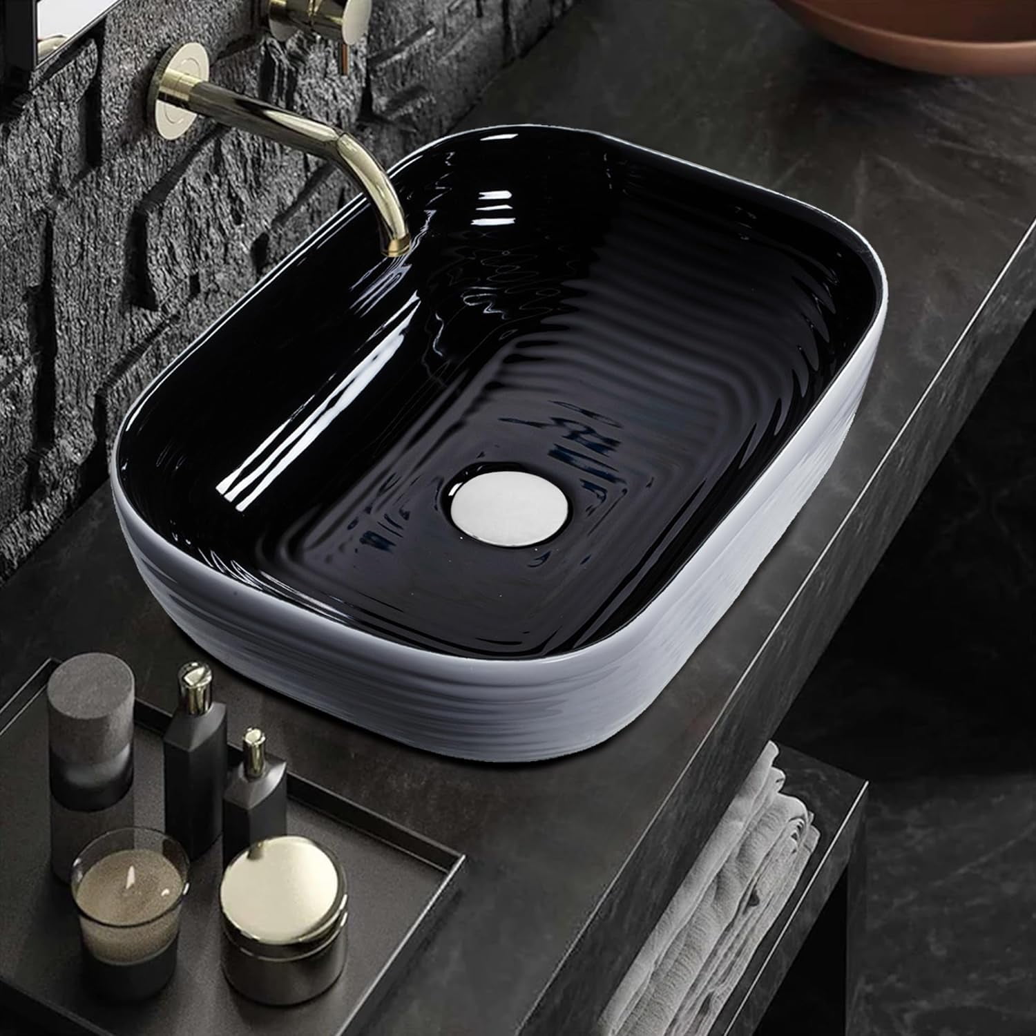 Strictly Sinks 18 Inch Rectangular Vessel Sink - Modern Ceramic ...