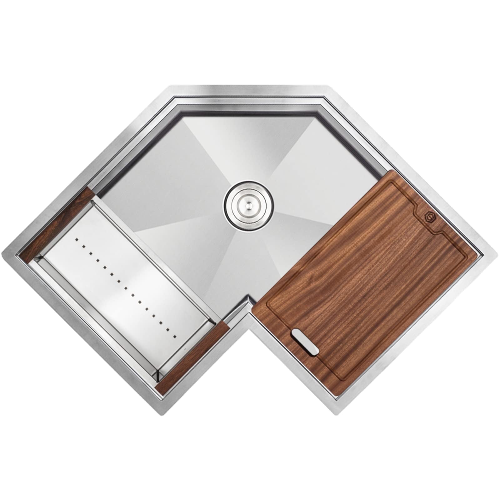 Strictly Sinks 30" Corner Kitchen Sink Undermount Silver 16ga Stainless ...
