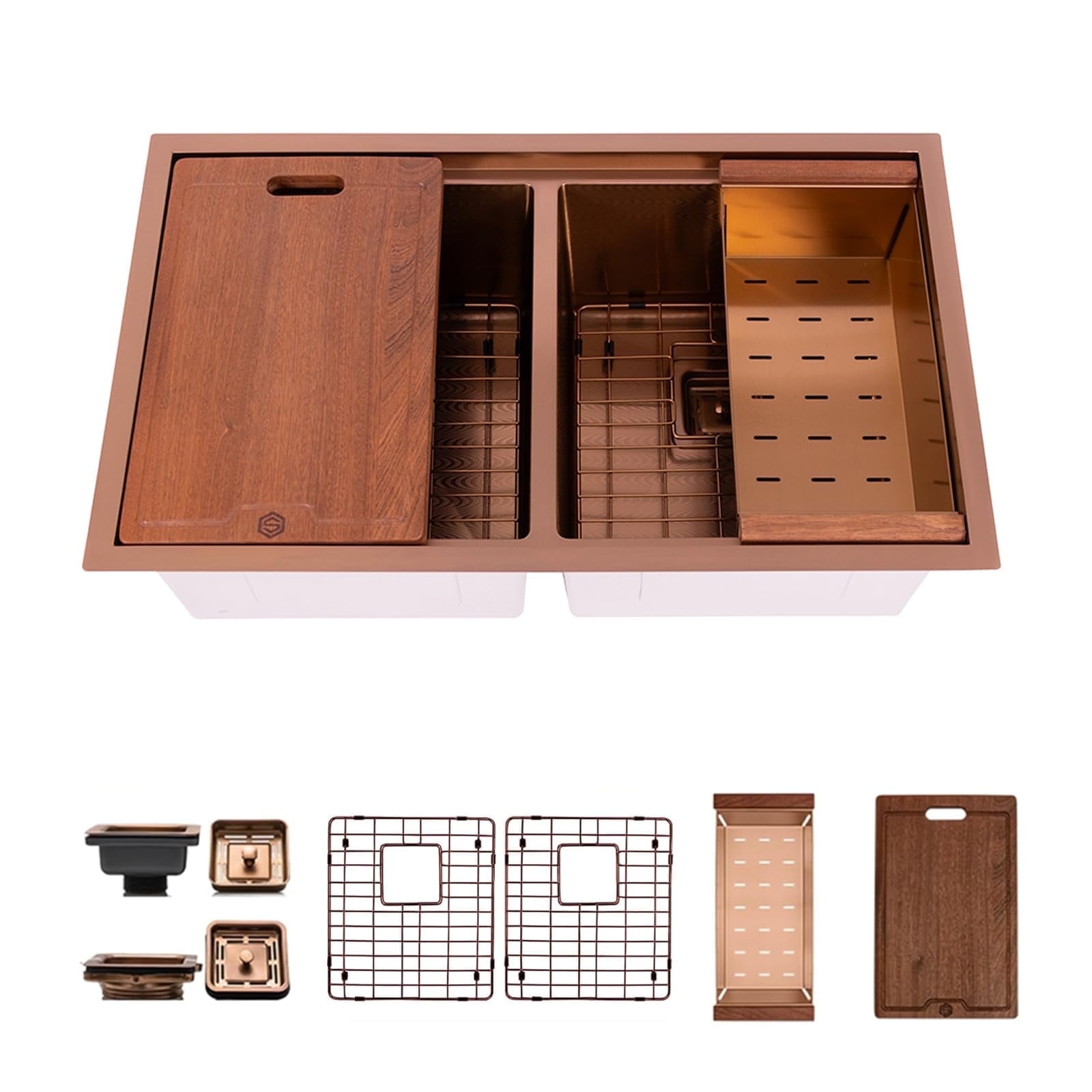 Strictly Sinks 32 Inch Undermount Workstation Copper Kitchen Sink ...