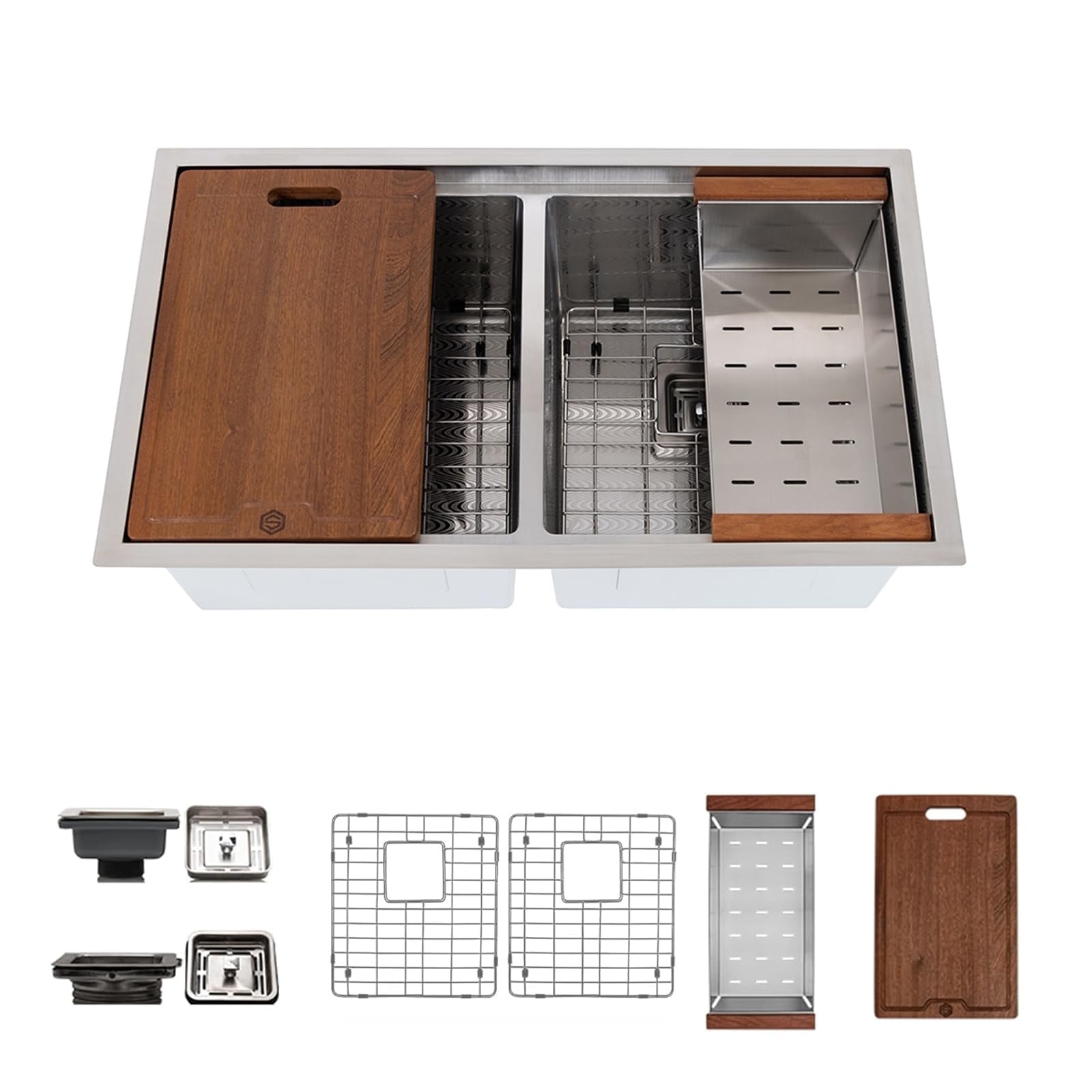 Strictly Sinks 32 Inch Undermount Workstation Silver Kitchen Sink ...