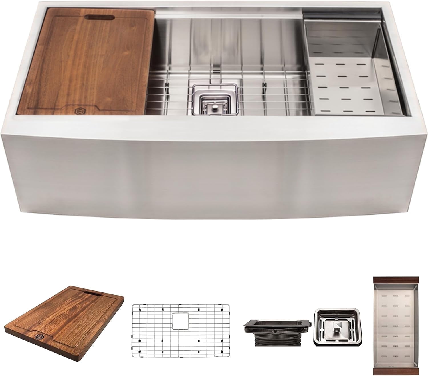 Strictly Sinks 33” Silver Undermount Stainless Steel Farmhouse Sink ...